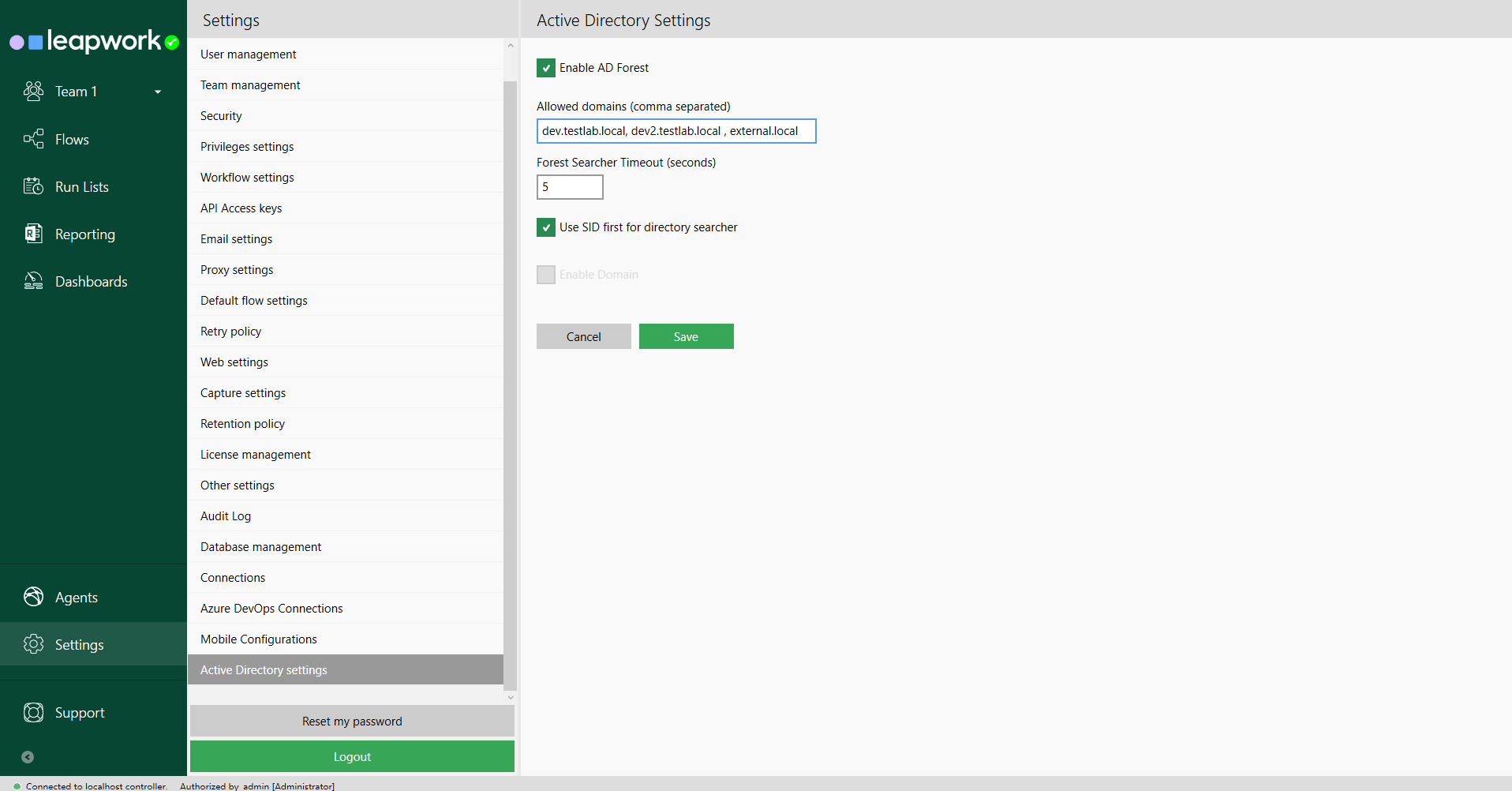 Active Directory Settings | Leapwork Documentation